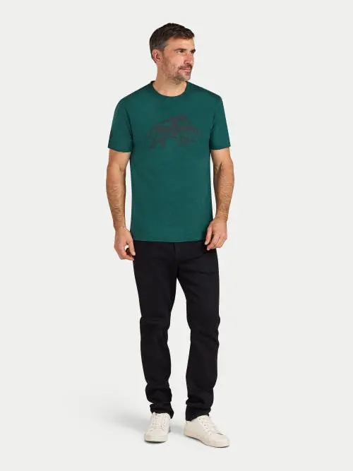 RAGING BULL Embroidered Union Jack Bull T-shirt - Forest