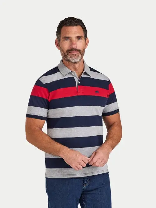 RAGING BULL Short Sleeve Contrast Stripe Polo Shirt - Red
