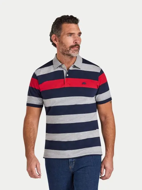 RAGING BULL Short Sleeve Contrast Stripe Polo Shirt - Red