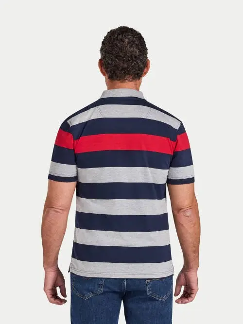 RAGING BULL Short Sleeve Contrast Stripe Polo Shirt - Red