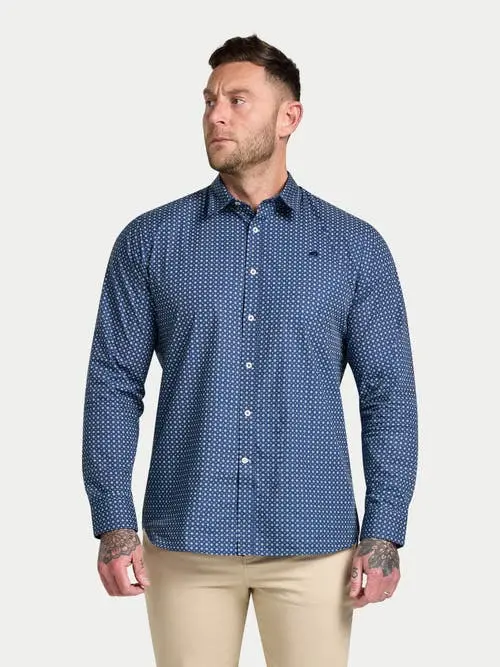 RAGING BULL Long Sleeve Dotty Print Cotton Shirt