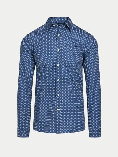 RAGING BULL Long Sleeve Dotty Print Cotton Shirt
