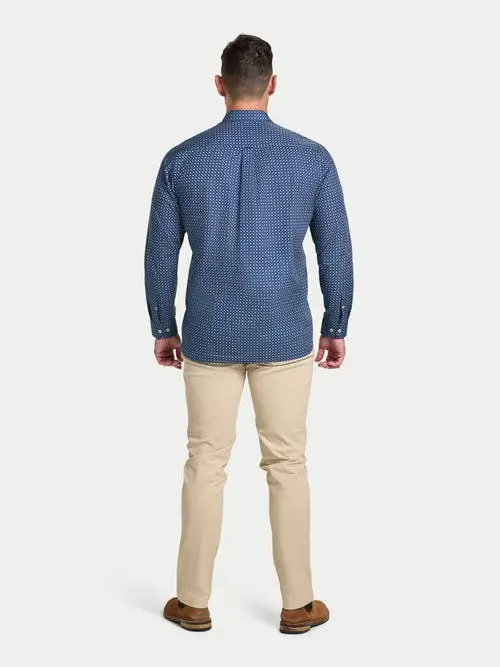 RAGING BULL Long Sleeve Dotty Print Cotton Shirt