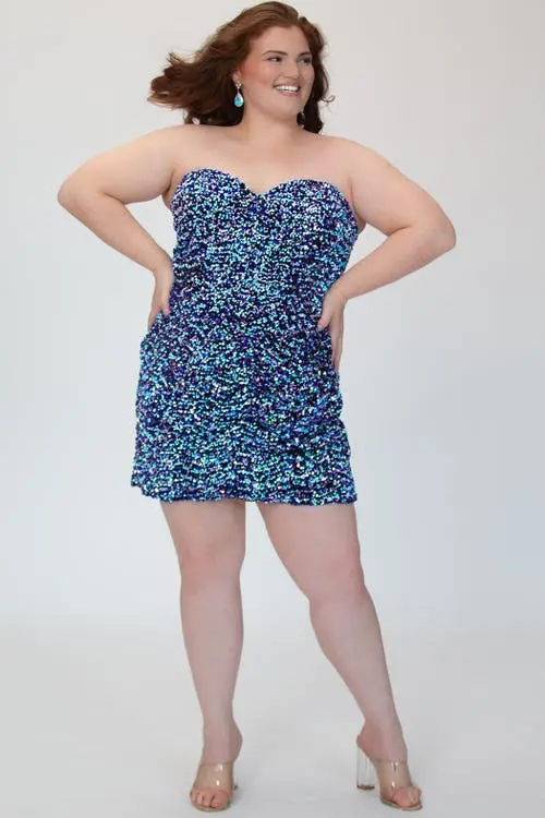 SYDNEY'S CLOSET Sequin Strapless Corset Mini Dress - Galaxy