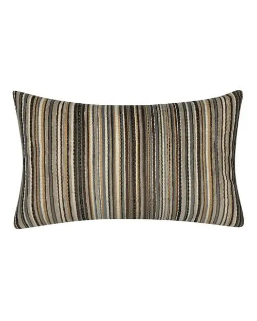 ELAINE SMITH Plush Velvet Stripe Indoor & Outdoor Woven Accent Pillow - Earth