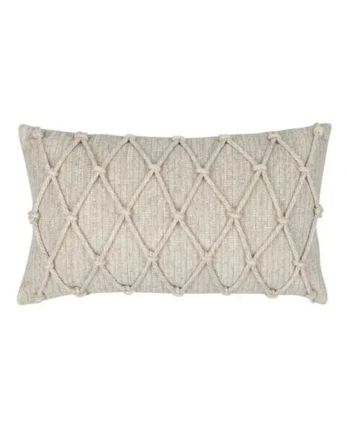ELAINE SMITH Macrame Hand Knotted Indoor & Outdoor Woven Accent Pillow - Fawn