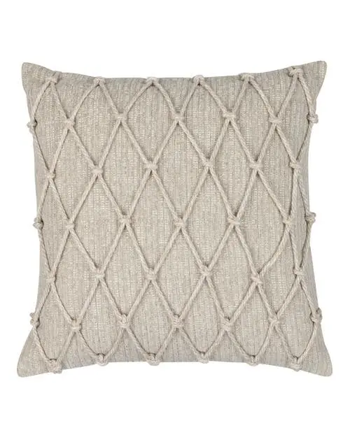ELAINE SMITH Macrame Hand Knotted Indoor & Outdoor Woven Accent Pillow - Fawn