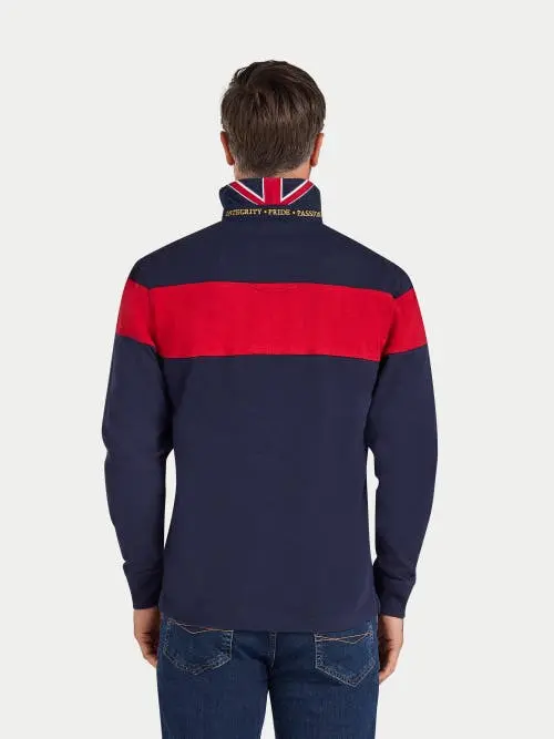 RAGING BULL Long Sleeve Chest Panel Rugby Shirt