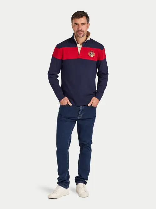 RAGING BULL Long Sleeve Chest Panel Rugby Shirt