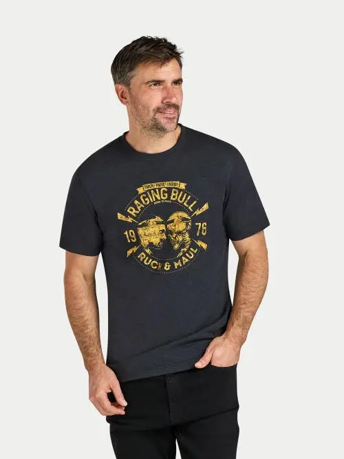 RAGING BULL Ruck & Maul Print T-shirt - Black
