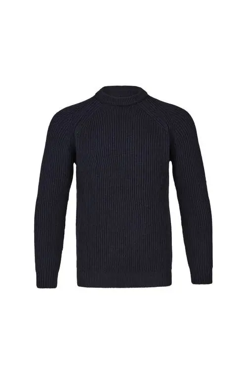 CELTIC & CO. British Ribbed Fishermans Sweater - Dark Navy