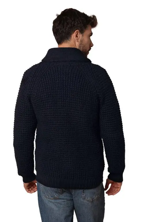 CELTIC & CO. British Waffle Stitch Cardigan - Dark Navy