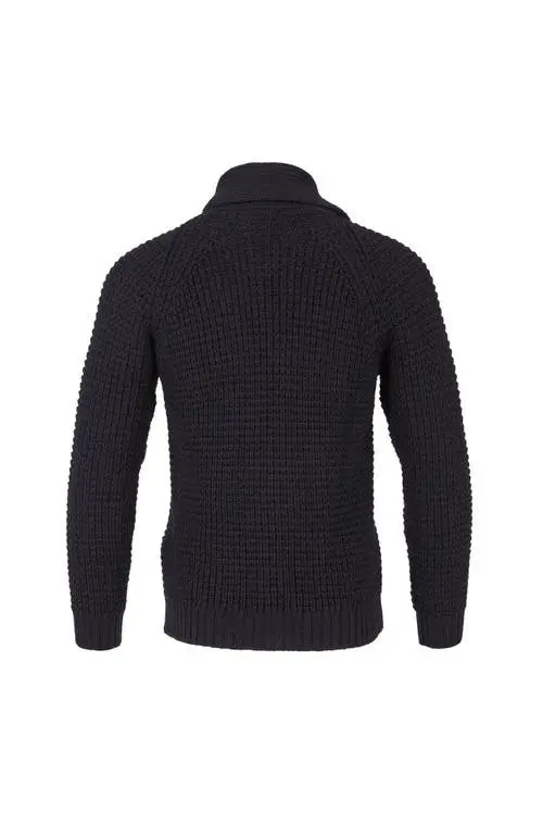 CELTIC & CO. British Waffle Stitch Cardigan - Dark Navy