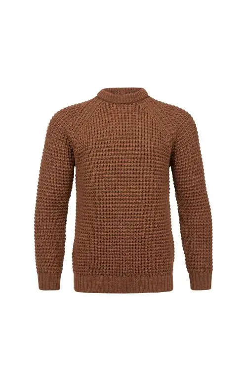 CELTIC & CO. British Waffle Stitch Crew - Burnt Sienna
