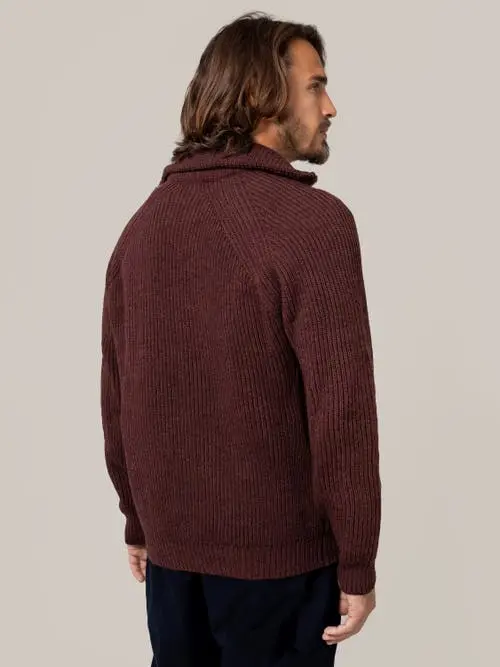 CELTIC & CO. British Ribbed Zip Cardigan - Merlot