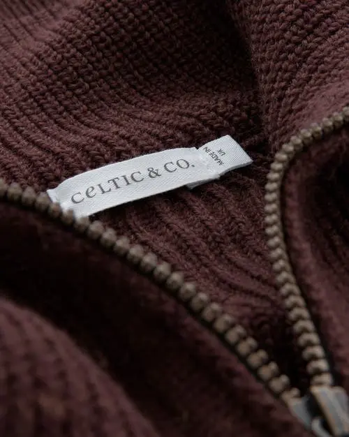 CELTIC & CO. British Ribbed Zip Cardigan - Merlot