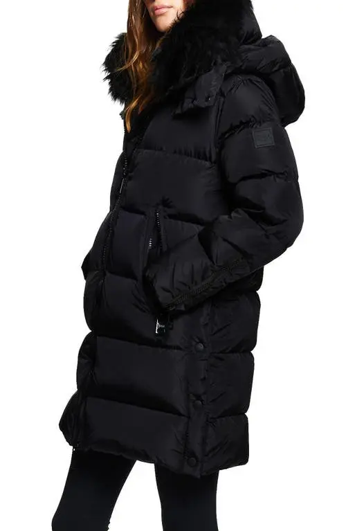 Sam. Addison Water-resistant Down Puffer Coat With Shearling Collar