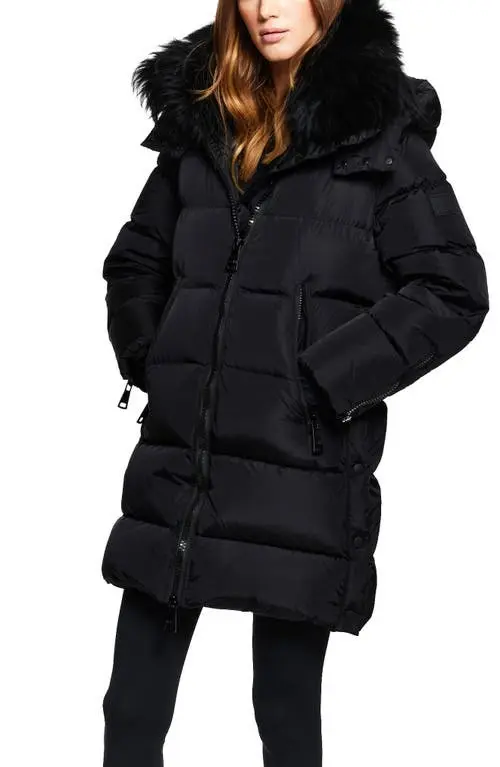 Sam. Addison Water-resistant Down Puffer Coat With Shearling Collar