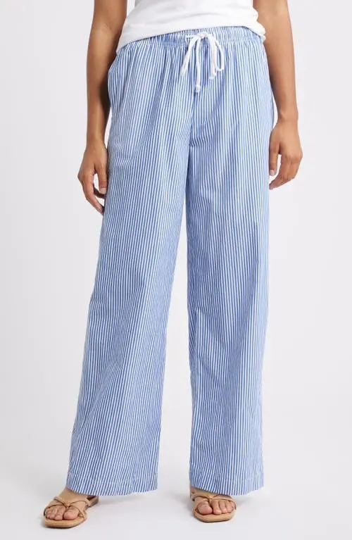 BEACHLUNCHLOUNGE Reed Stripe Cotton Pants - Maya Blue