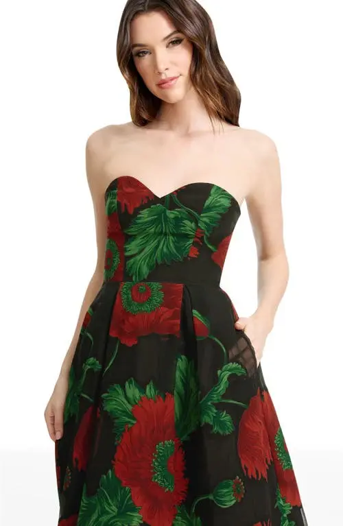 Dress The Population Maisy Strapless Fit & Flare Midi Dress
