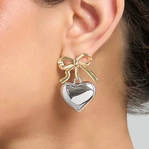 Bcbgmaxazria Heart Drop Earrings With Bow Accent