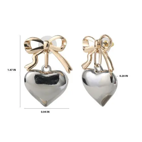 Bcbgmaxazria Heart Drop Earrings With Bow Accent