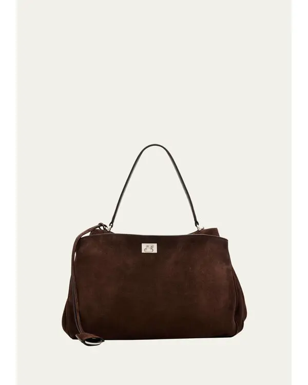 Balenciaga Rodeo Suede Top-handle Bag - Light Espresso