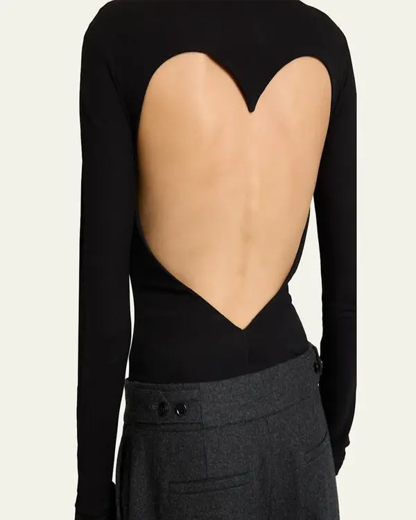 Alaïa Fluid Jersey Heart Bodysuit - Noir