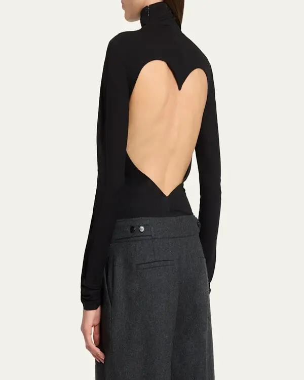 Alaïa Fluid Jersey Heart Bodysuit - Noir