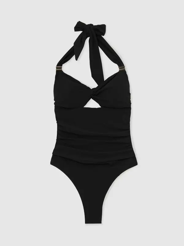 REISS Marta Cut-out Halter-neck Swimsuit