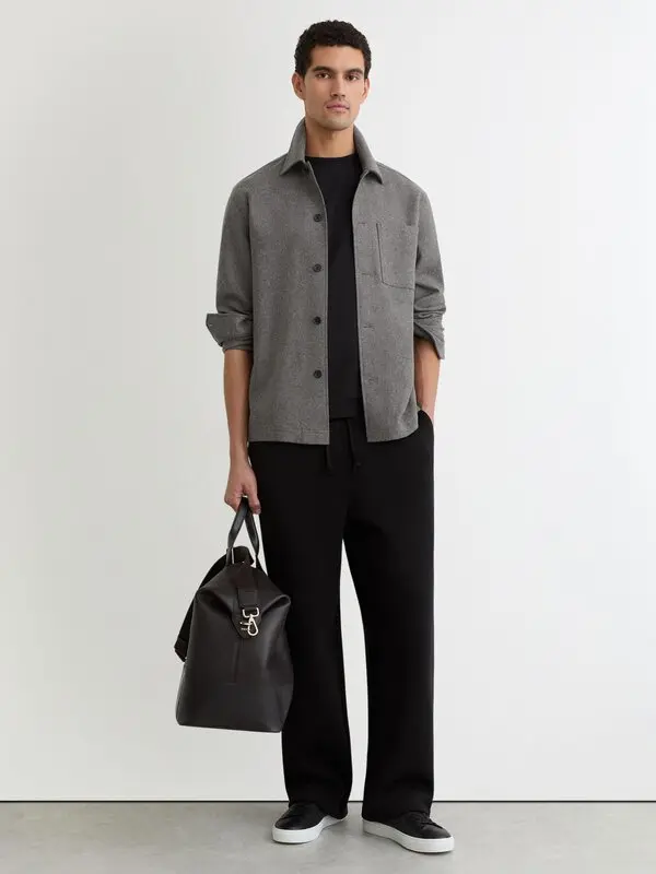 REISS Cooper Wool-blend Patch-pocket Overshirt - Soft Grey