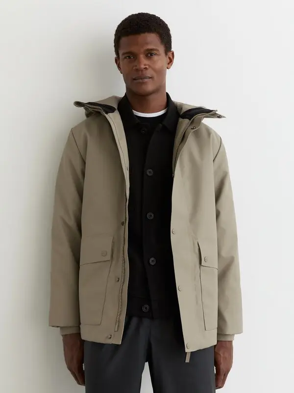 Rains Short Hooded Parka Coat - Drift