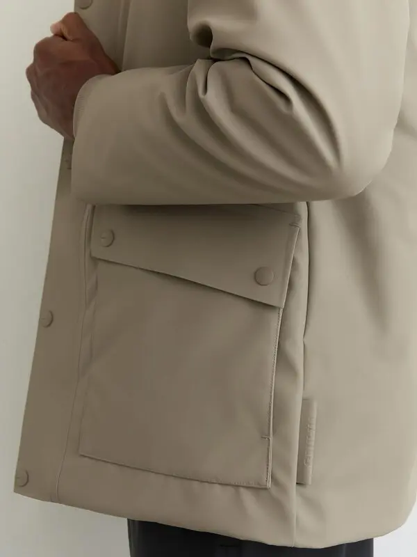 Rains Short Hooded Parka Coat - Drift