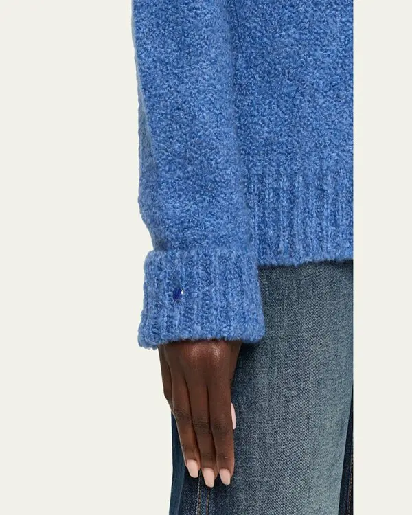 GOD'S TRUE CASHMERE Cashmere Boucle Knit Crewneck Sweater - Lapis Lazuli