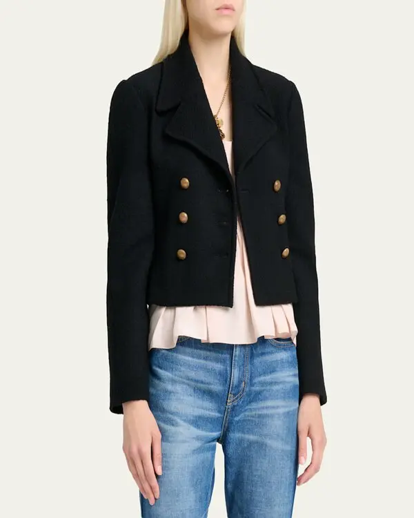 Chloé Double-breasted Wool Bouclette Crop Jacket
