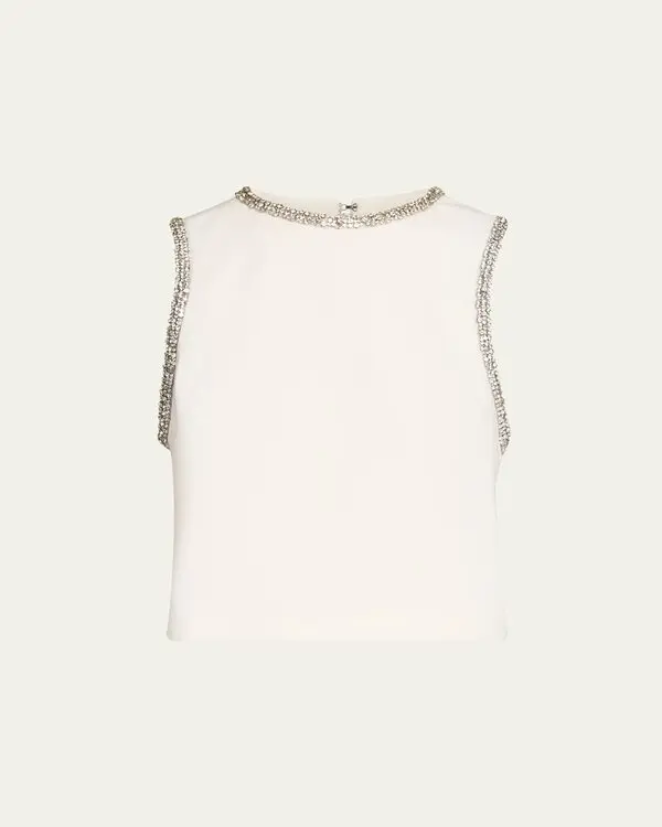 Alice + Olivia Embellished Satin Top - Off White