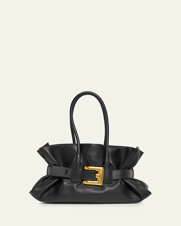 Balmain Anthem Large Belted Tote Bag - Noir