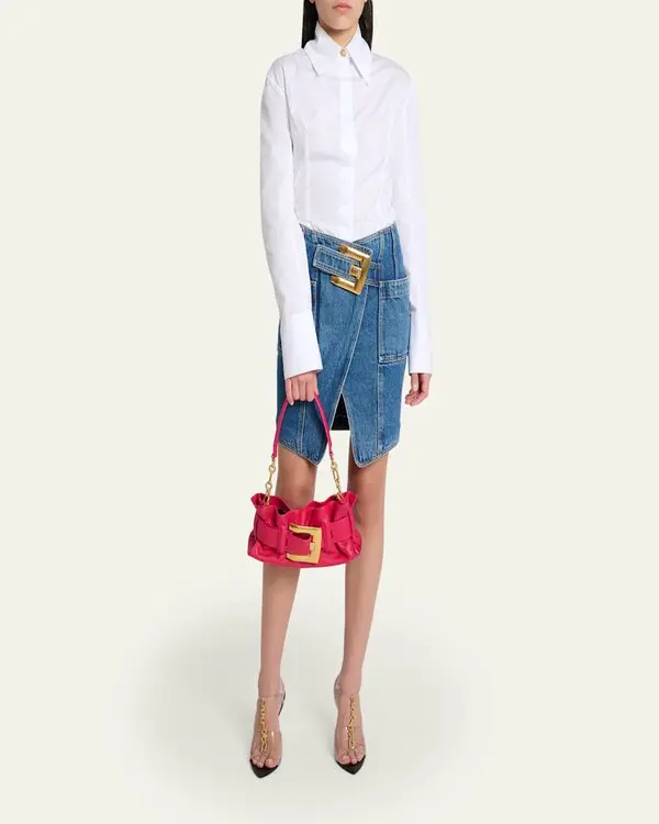 Balmain Anthem Mini Belted Leather Shoulder Bag