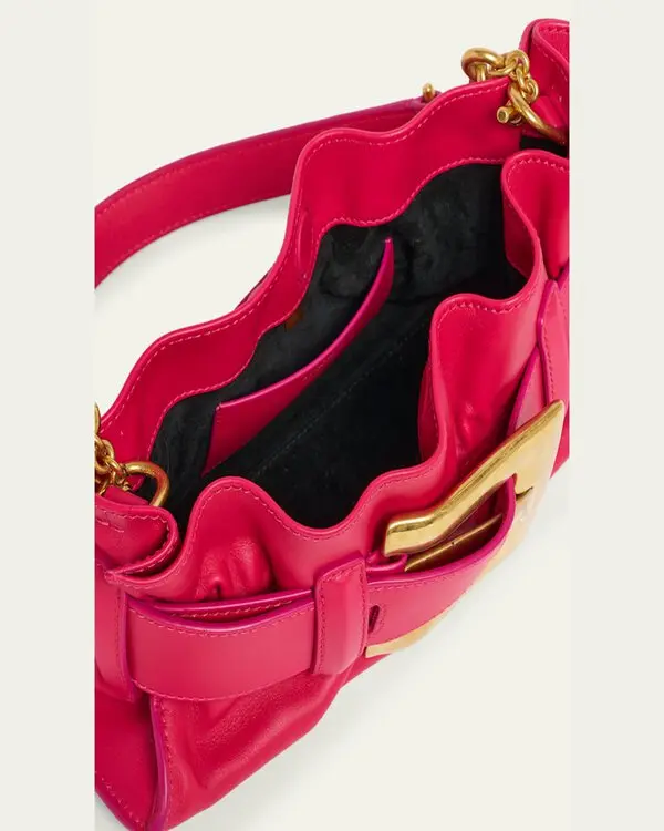 Balmain Anthem Mini Belted Leather Shoulder Bag