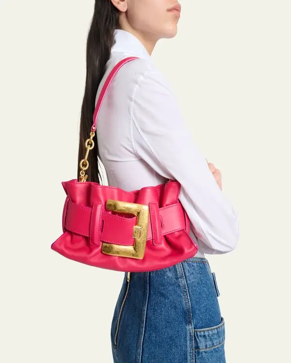 Balmain Anthem Mini Belted Leather Shoulder Bag