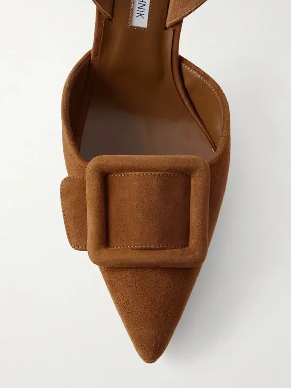 Manolo Blahnik Maysli 70 Buckled Slingback Pumps - Brown