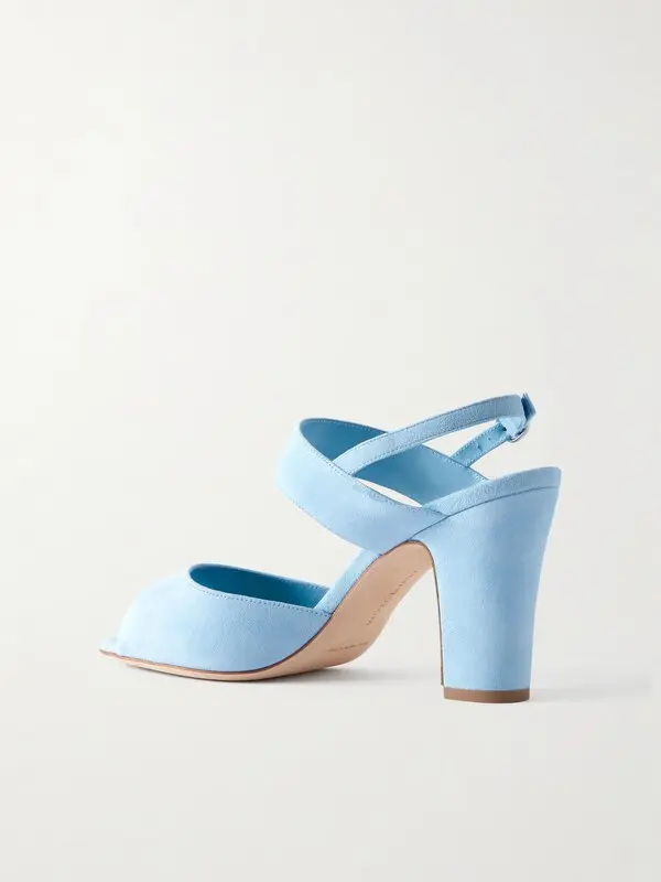 Manolo Blahnik Khiko 90 Suede Slingback Sandals - Blue