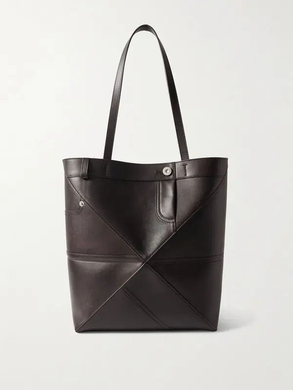 Loewe Puzzle Fold Panta Medium Convertible Leather Tote - Brown