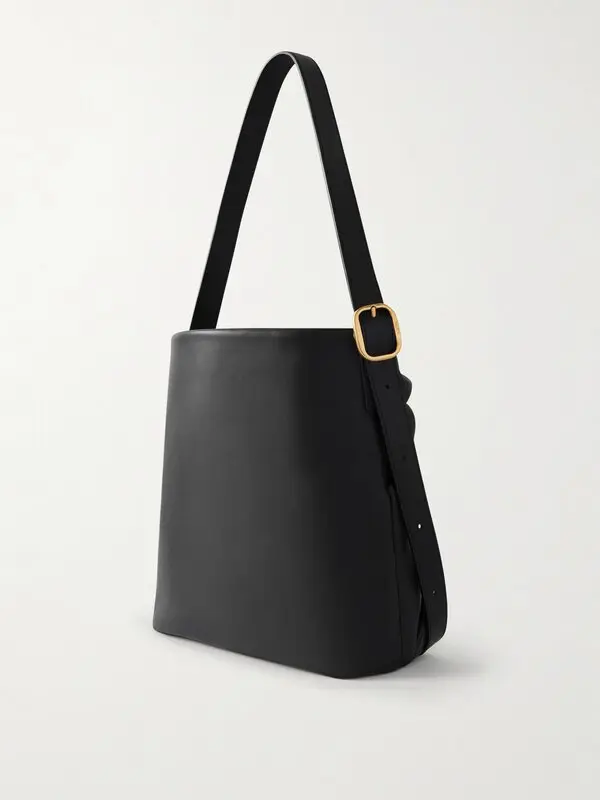 Loewe Gathered Leather Tote - Black