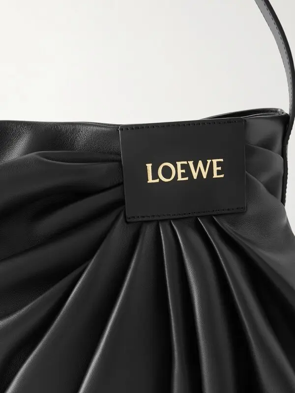 Loewe Gathered Leather Tote - Black