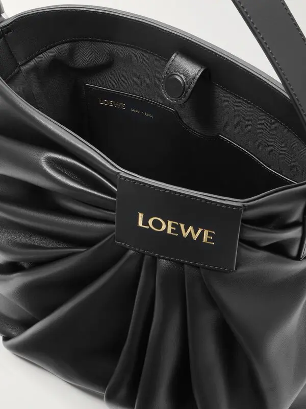 Loewe Gathered Leather Tote - Black