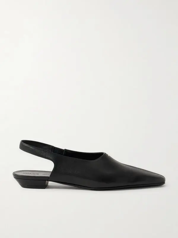 Khaite Celia Leather Slingback Flats - Black