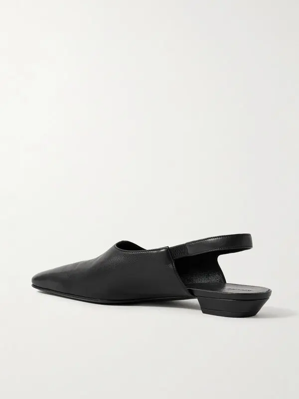 Khaite Celia Leather Slingback Flats - Black