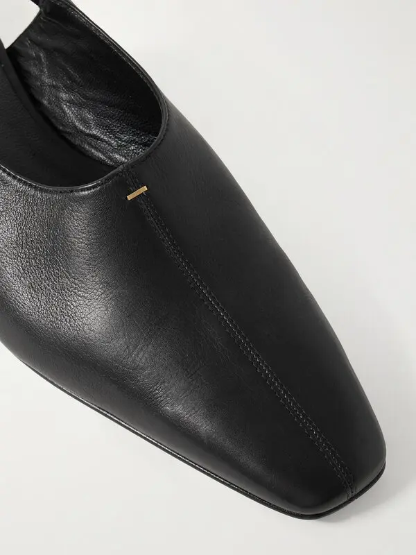 Khaite Celia Leather Slingback Flats - Black