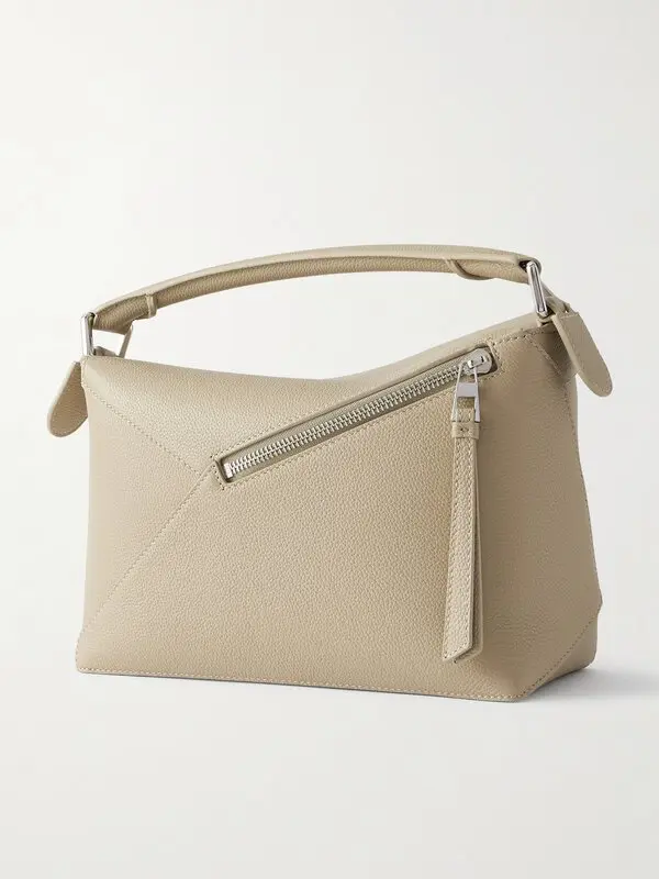 Loewe Puzzle Edge Small Textured-leather Shoulder Bag - Neutrals